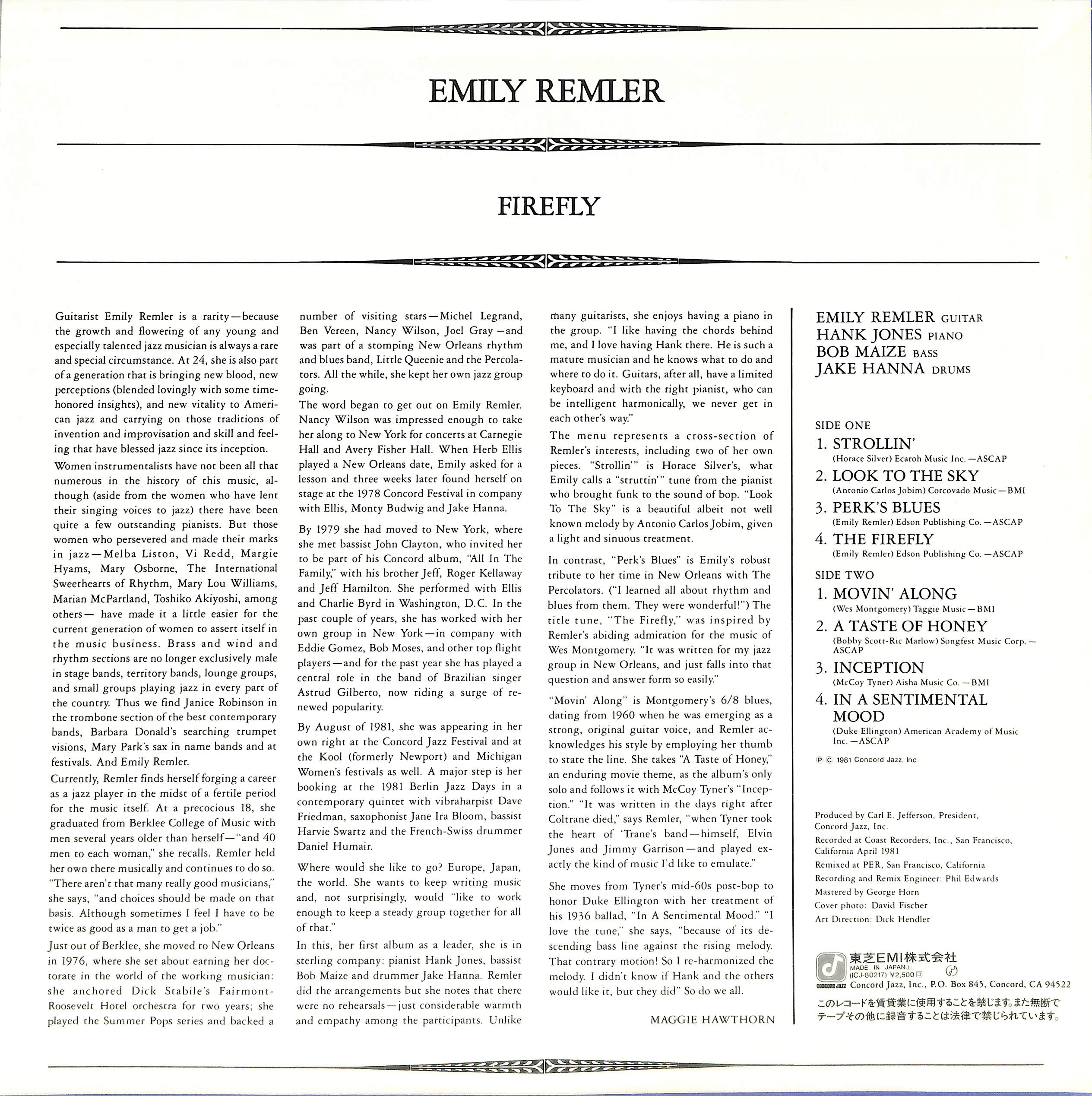 Firefly by Emily Remler | PosseCut.com