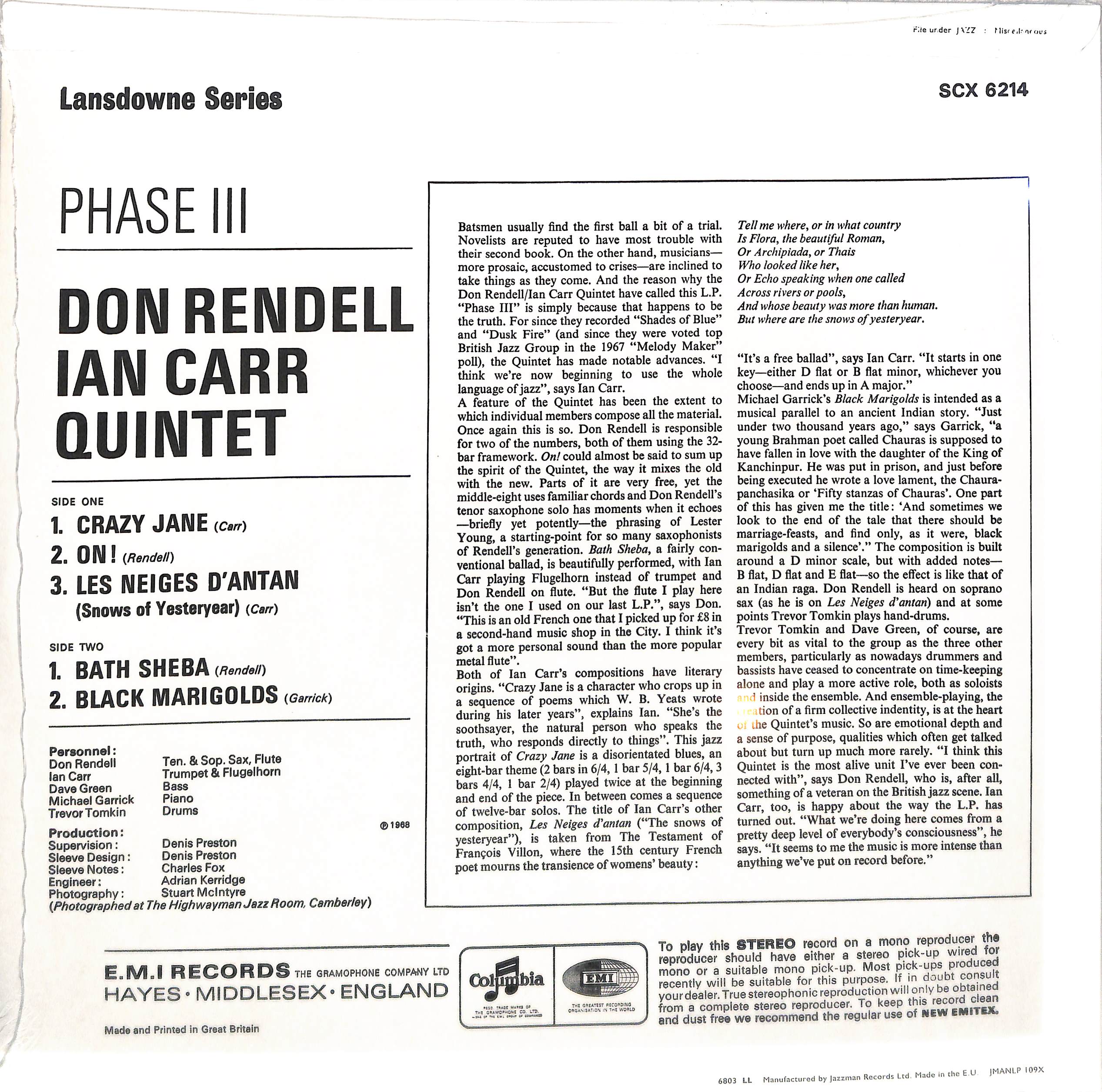 Phase III by Don Rendell / Ian Carr Quintet, The | PosseCut.com